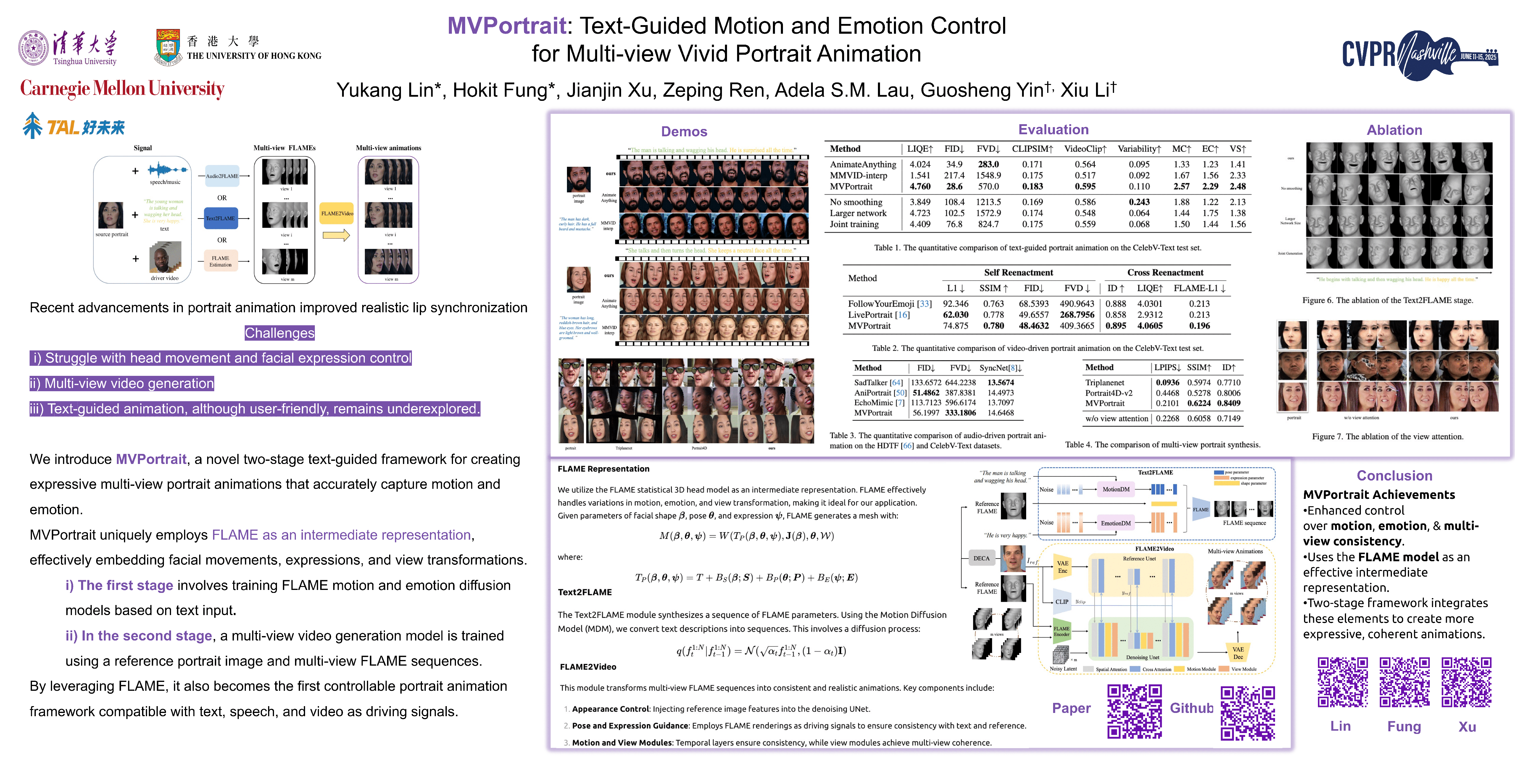 CVPR Poster MVPortrait: Text-Guided Motion and Emotion Control for Multi-view Vivid Portrait ...